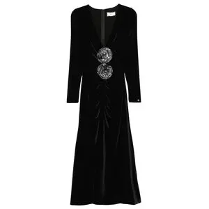 NISSA Sequin-embellished Velvet Midi Dress