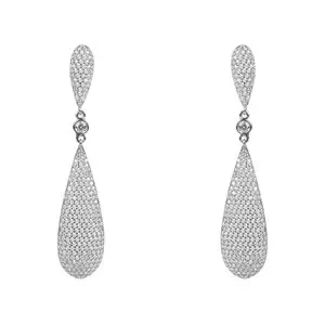 LATELITA Coco's Long Drop Earrings - Silver/white