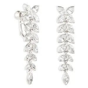 Grossé Platinum & Crystal Clip On Drop Earrings - Silver