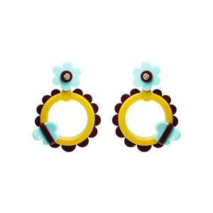 GISSA BICALHO Handmade Acrylic Sunflower Earrings - Red
