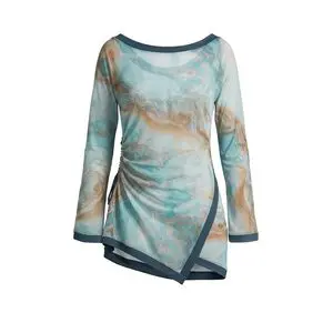 SEROTONE SWIM Asymmetric Printed Mini Dress - Blue
