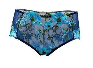 CAROL COELHO Atlantis Sea Anemone Embroidered Tulle Brief - Blue