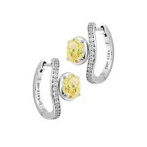 Arte Madrid Sierra Pavé Contour Hoop Earrings - Yellow