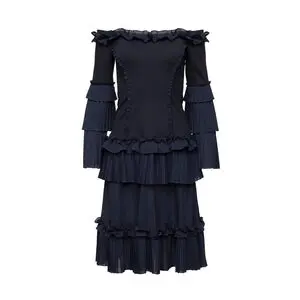 VASILIKI ATELIER Hebe Milano Midnight Tiered Dress - Blue