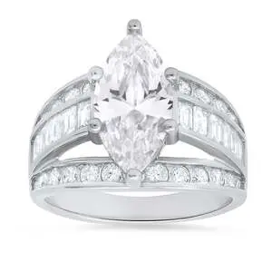 KYLIE HARPER Sterling Marquise Cut Cz Cocktail Ring - Silver