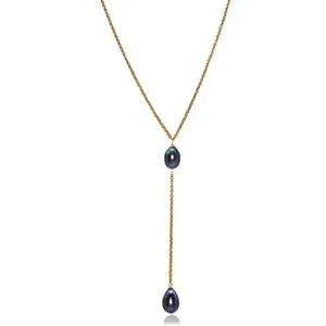 MARQUISE SWIM Pearl Y-necklace - Gold/blue