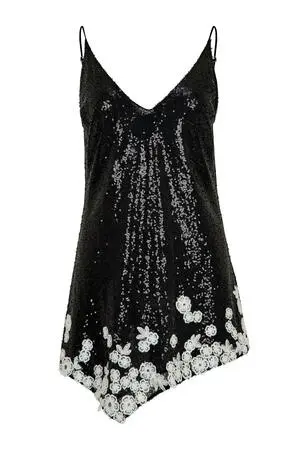GROWNY Jasmine Sequin Mini Dress With Floral Appliqu