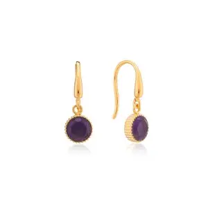 AUREE JEWELLERY Barcelona Amethyst Hook Earrings - Gold/yellow