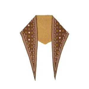 Saachi Foulard Knit Triangle Scarf - Brown