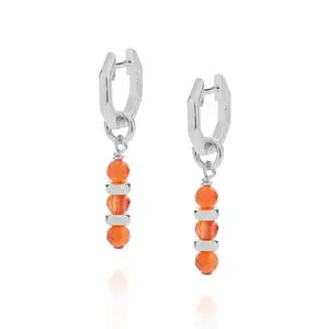 NELLOU JEWELLERY Linear Huggie Birthstone Earrings - Silver