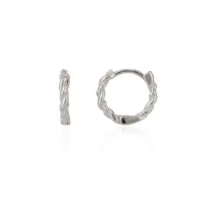 SPERO LONDON Twisted Mini Huggie Hoop Earring - Silver