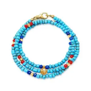 NIALAYA JEWELRY Mykonos Glass Beaded Bracelet - Blue/red