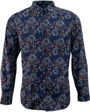 LORDS OF HARLECH Morris Italian Floral Shirt Navy - Blue