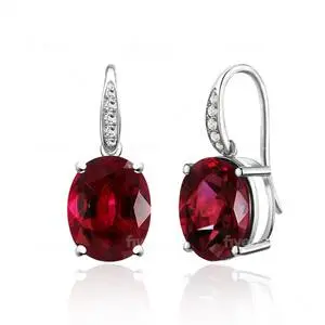 KAI FINE JEWELRY Drop Earrings With Garnet And Diamond In Sterling Silver - Silver/red