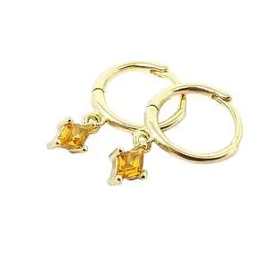 HARFI Citrine Dangle Hoop Earrings - Gold/yellow