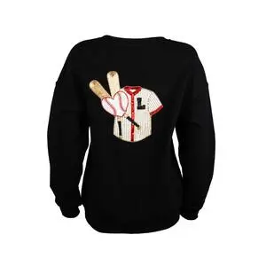 LAINES LONDON Embellished Baseball Sweatshirt