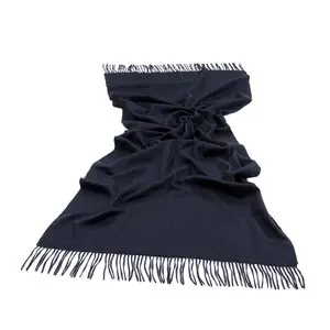 BEL CASHMERE Cashmere Stole With Fringes Navy - Blue