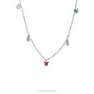 EBRU JEWELRY Sterling Silver Diamond Butterfly Choker Necklace - Blue/silver