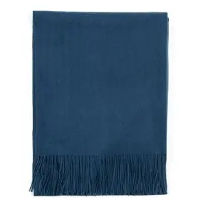 BEL CASHMERE Cashmere Stole With Fringes Dark - Blue