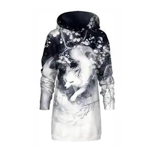 ALOHA FROM DEER Neutrals Ghost Fox Oversize Hoodie Dress - Blue