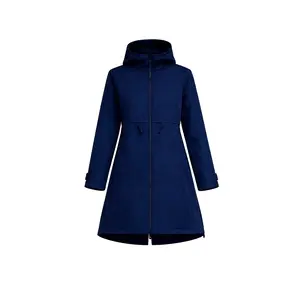 TANTRA SPAIN SL Long Trench Coat With Hood - Blue