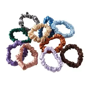 SOFT STROKES SILK Set Of Ten Silk Mini Scrunchies - Purple