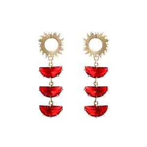 ADRIANA PAPPAS DESIGNS Supernova Drop Earrings - Gold/red