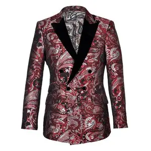 DAVID WEJ Kensington Double Breasted Peak Lapel Jacquard Blazer