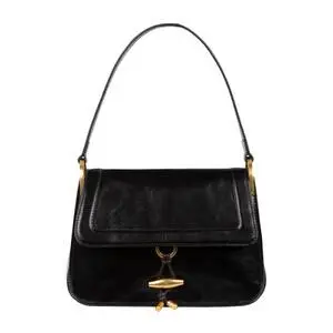 TIME RESISTANCE Leather Flap Shoulder Bag - Black