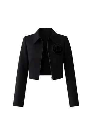 EXQUISE Regular Fit Jacket With Rose Detail