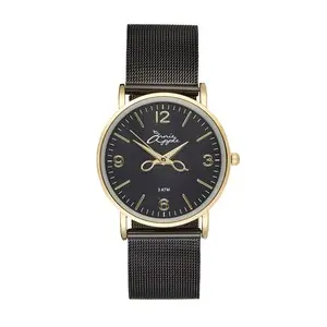 BERMUDA WATCH COMPANY Annie Apple Gold Tone Mesh Band Watch - Black