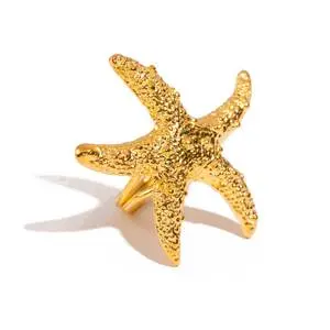 EBRU JEWELRY Ocean Spirit Starfish Adjustable Ring - Gold