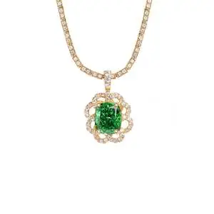 Arte Madrid Artē Madrid Tourmaline And Diamond Pendant Necklace - Green