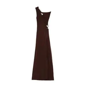 NISSA Crystal-embellished Jersey Maxi Dress - Brown