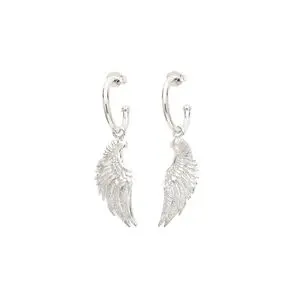 SEVEN SAINTS Angel Wing Hoop Earrings - Silver