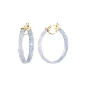 GOLD & HONEY Glitter Hoop Earrings - Silver