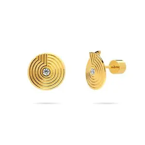 MEULIEN Sterling Cz Stud Earrings - Gold