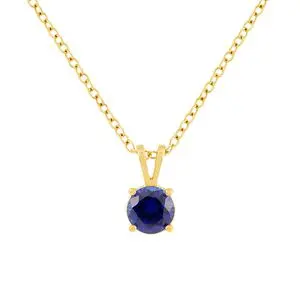 AVIR NEW YORK Solid Yellow Gold Lab Grown Sapphire Necklace - Blue