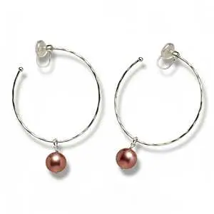 NINEMOO Lumière Pearl Clip On Hoop Earrings - Silver