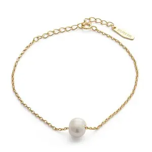 ELK & BLOOM 14k Plated Freshwater Pearl Chain Bracelet - Gold