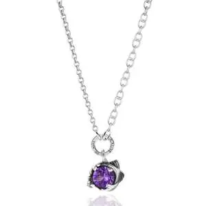 UNALOE Sterling Violet Zirconia Leaf Pendant Necklace - Silver/purple