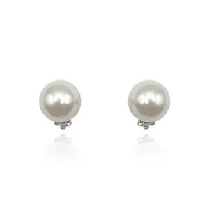 MICHAEL NASH JEWELRY Sterling Silver Shell Based Pearl Clip On Earrings - Gray