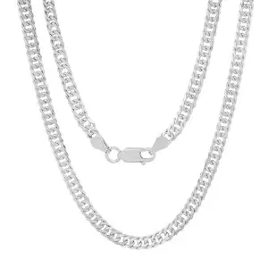 KYLIE HARPER Italian Sterling 4mm Miami Cuban Double Curb Chain Necklace - Silver