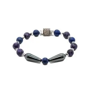 EBRU JEWELRY Energy Stone Beaded Bracelet - Blue/silver