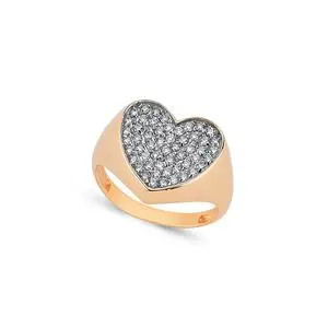 ECCE ARTISAN DIAMONDS 14k Heart Diamond Chevalier Ring - Rose Gold