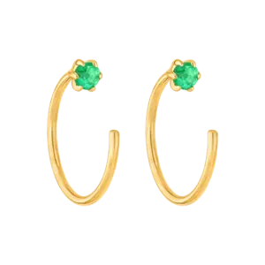 LA KAISER Mini Emerald Huggie Earrings - Gold