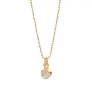 NELLOU JEWELLERY Gold Plated Sterling Silver Moonstone Birthstone Necklace - Gray/yellow