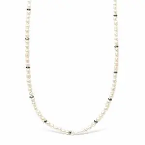 UNALOE Baroque Freshwater Pearl Necklace - Silver