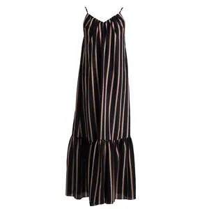 MIONÈ Silk Striped Maxi Dress