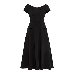 NISSA A-line Crepe Midi Dress